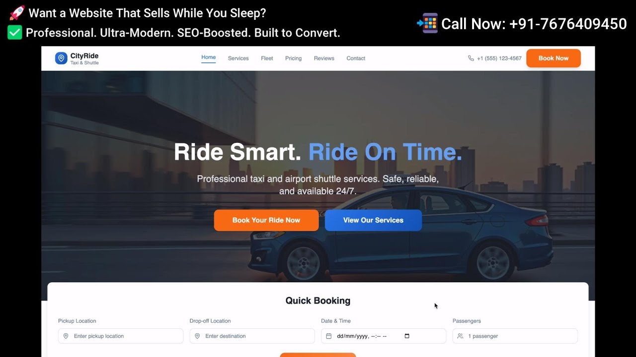Taxi Booking Website Design | Get More Riders Daily