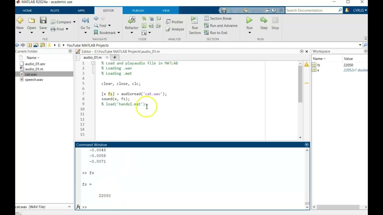 Load & Play Audio Files in MATLAB