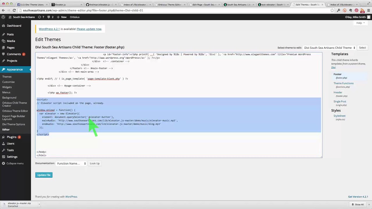 Add a Javascript Plugin To WordPress - Elevator.js