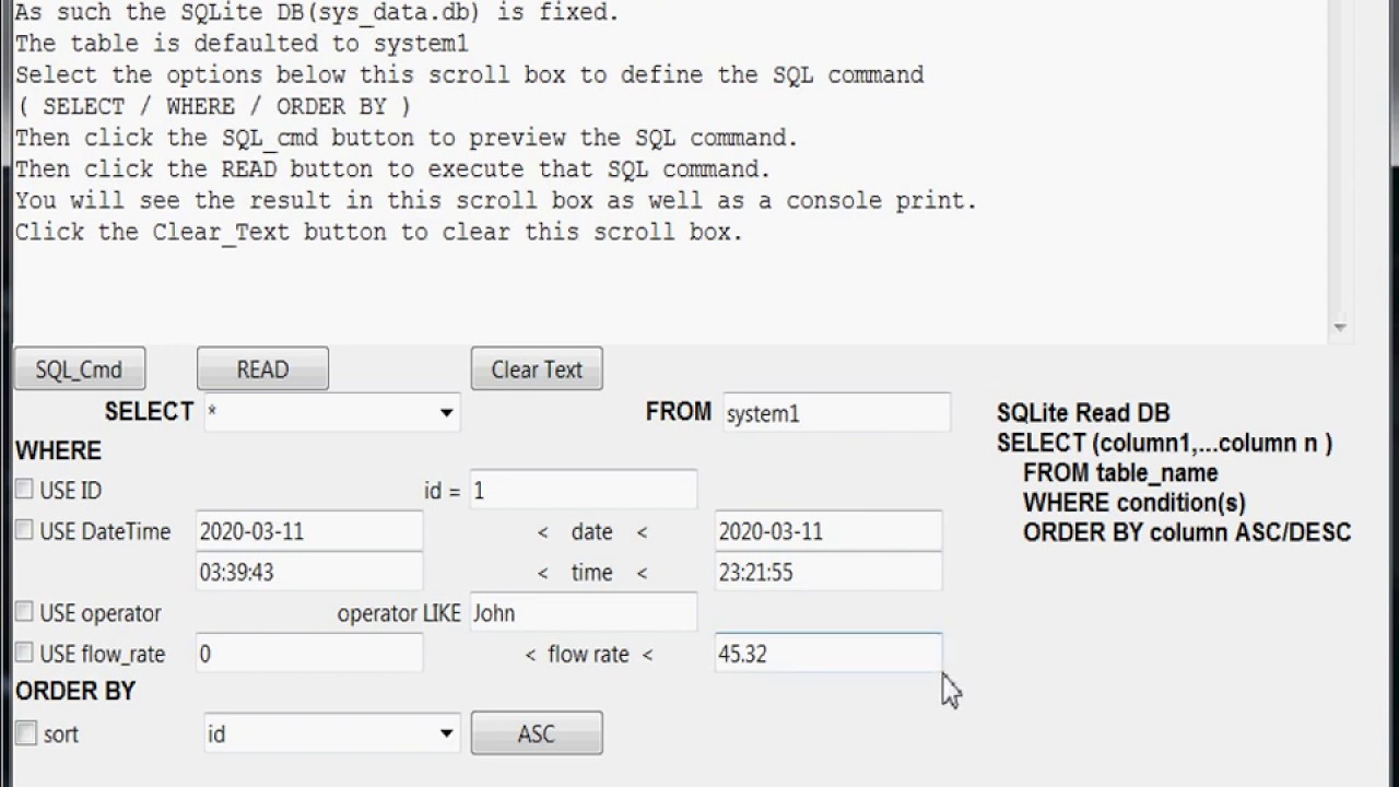 Python SQLite Read App