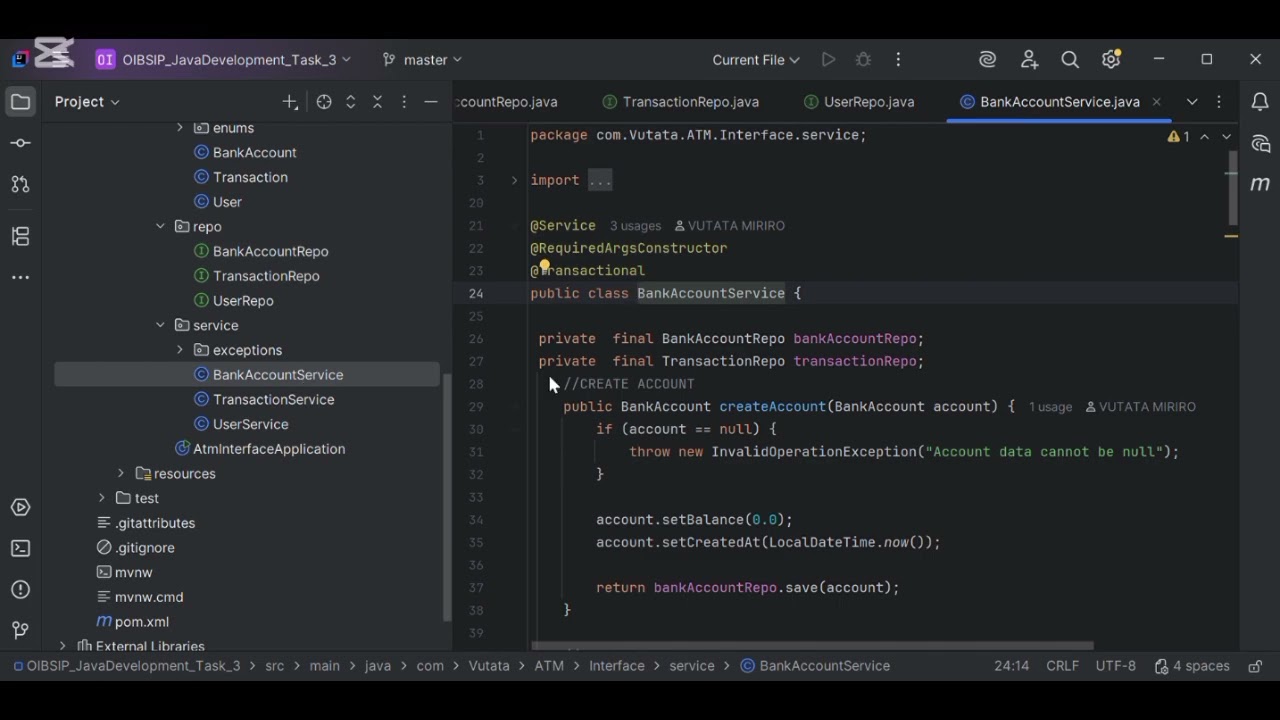 ATM Interface |  Task 3 | Java Development | Oasis Infobyte Internship