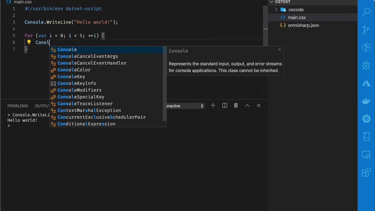 dotnet script interactive in VS Code