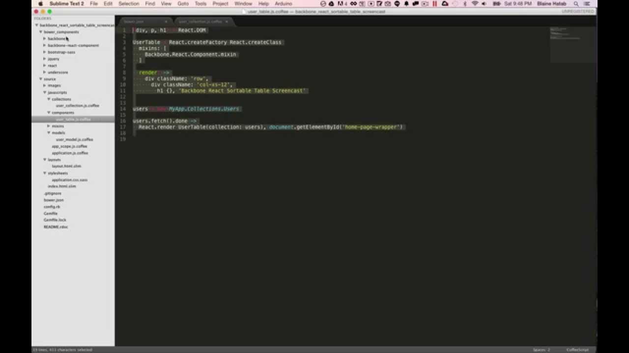 Backbone React Sortable Table Screencast