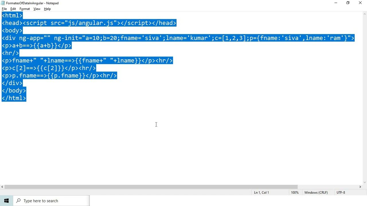 initilizing and accessing variables in angular js by using ng init