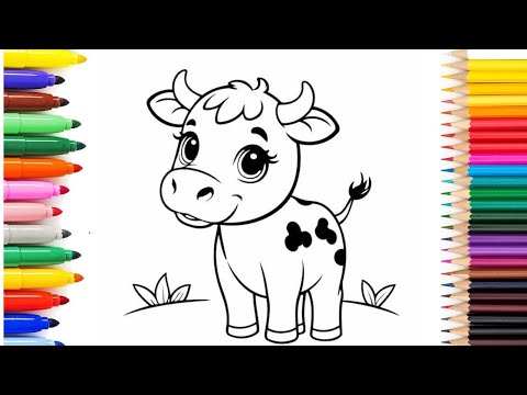 Coloring Cow And Farm House Animals Easy