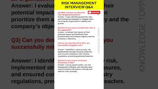 Risk Management Interview Questions and Answers