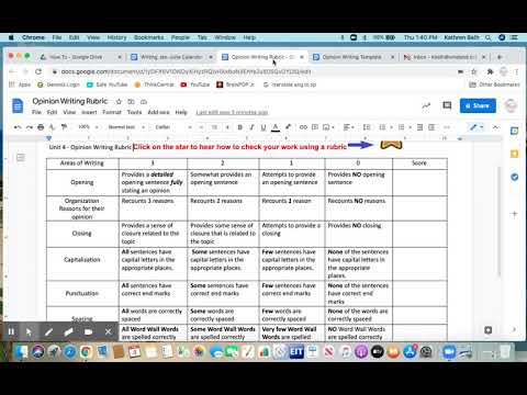 Opinion Writing Rubric