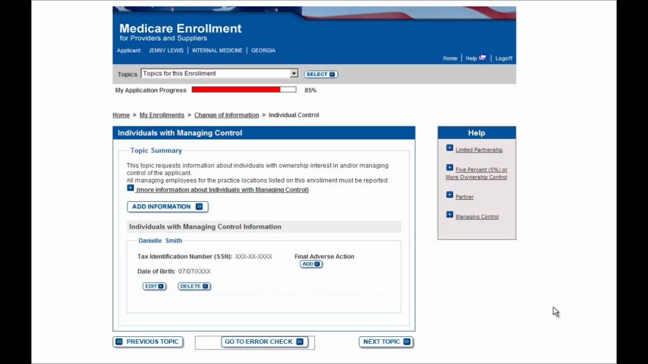 PECOS Enrollment Tutorial – Change of Information for an Individual Provider