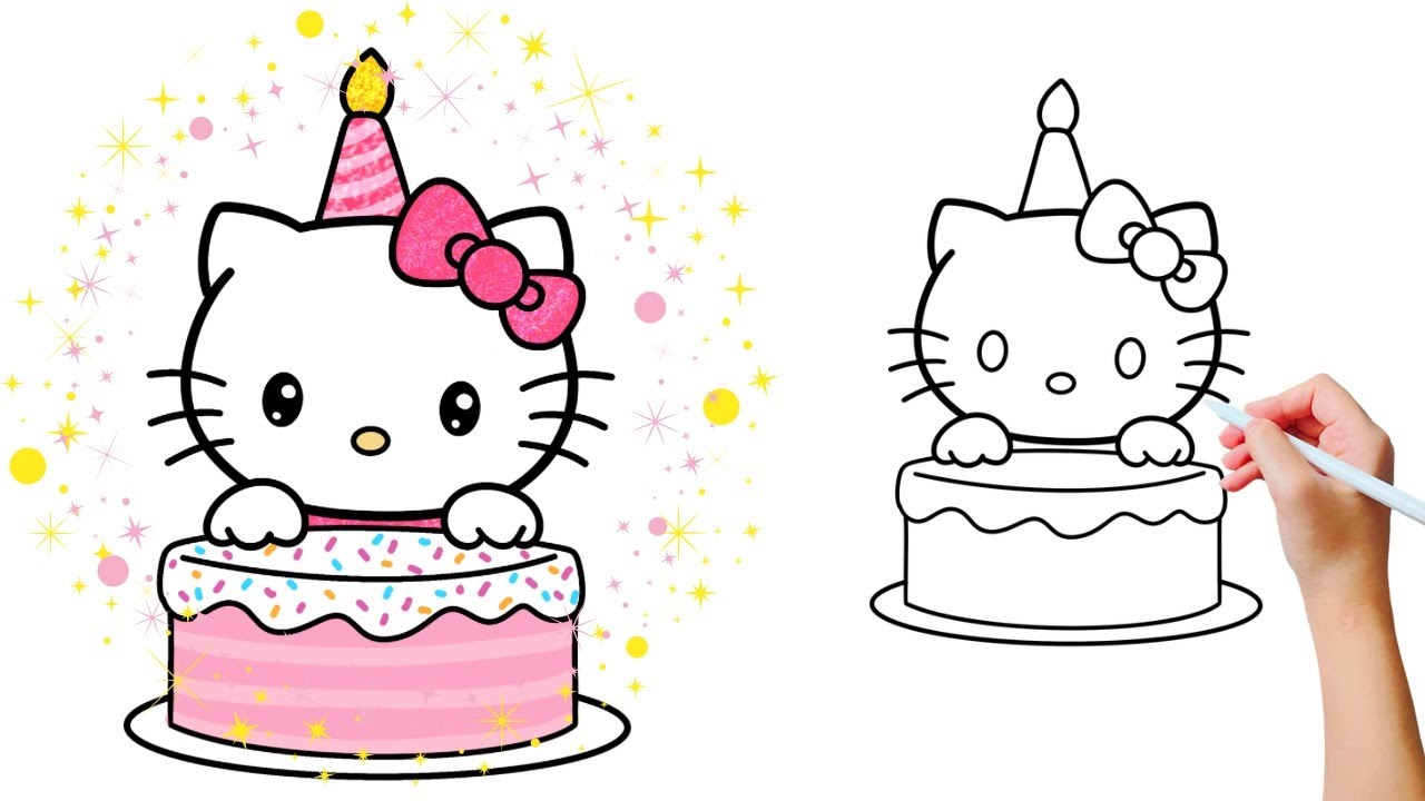 Create an ADORABLE HELLO KITTY Birthday Drawing in 5 Minutes!