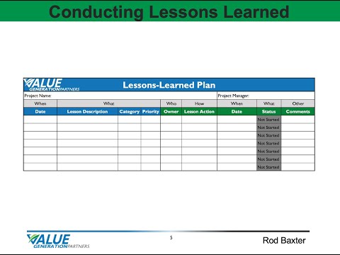 Module 22 - Conducting Project Lessons Learned - Value Generation Partners