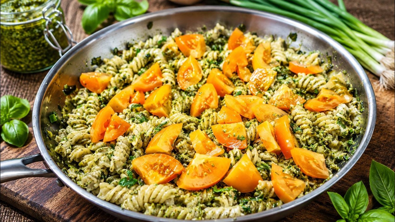 Quick & Delicious Pesto Pasta in One Pan!🧀🍅🌿