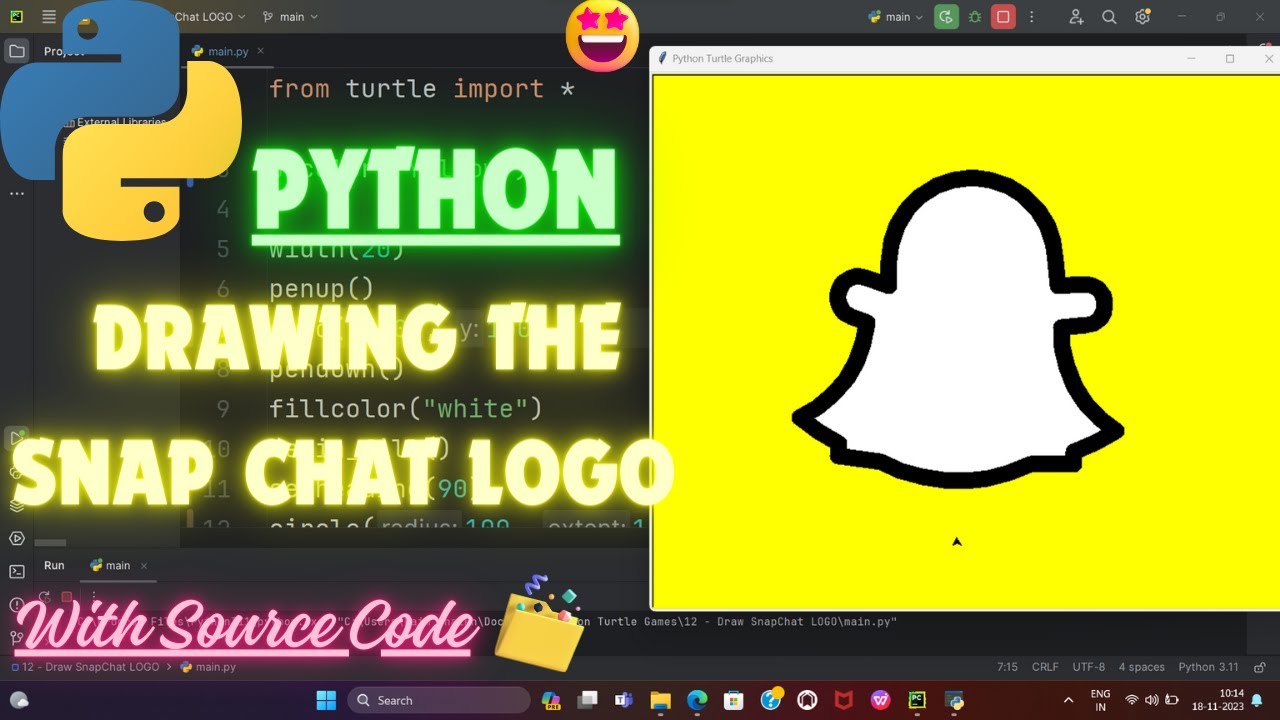 Python Turtle Tutorial | Drawing the Snapchat Logo #python #turtle