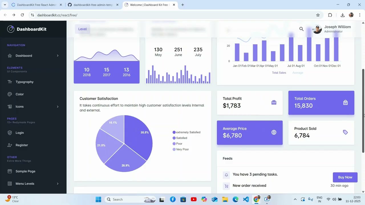 DashboardKit Free React Admin Template Tutorial | Best Free React Admin Panel 2025