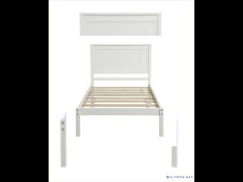 Platform Bed Frame with Headboard , Wood Slat Support , No Box Spring Needed ,Twin