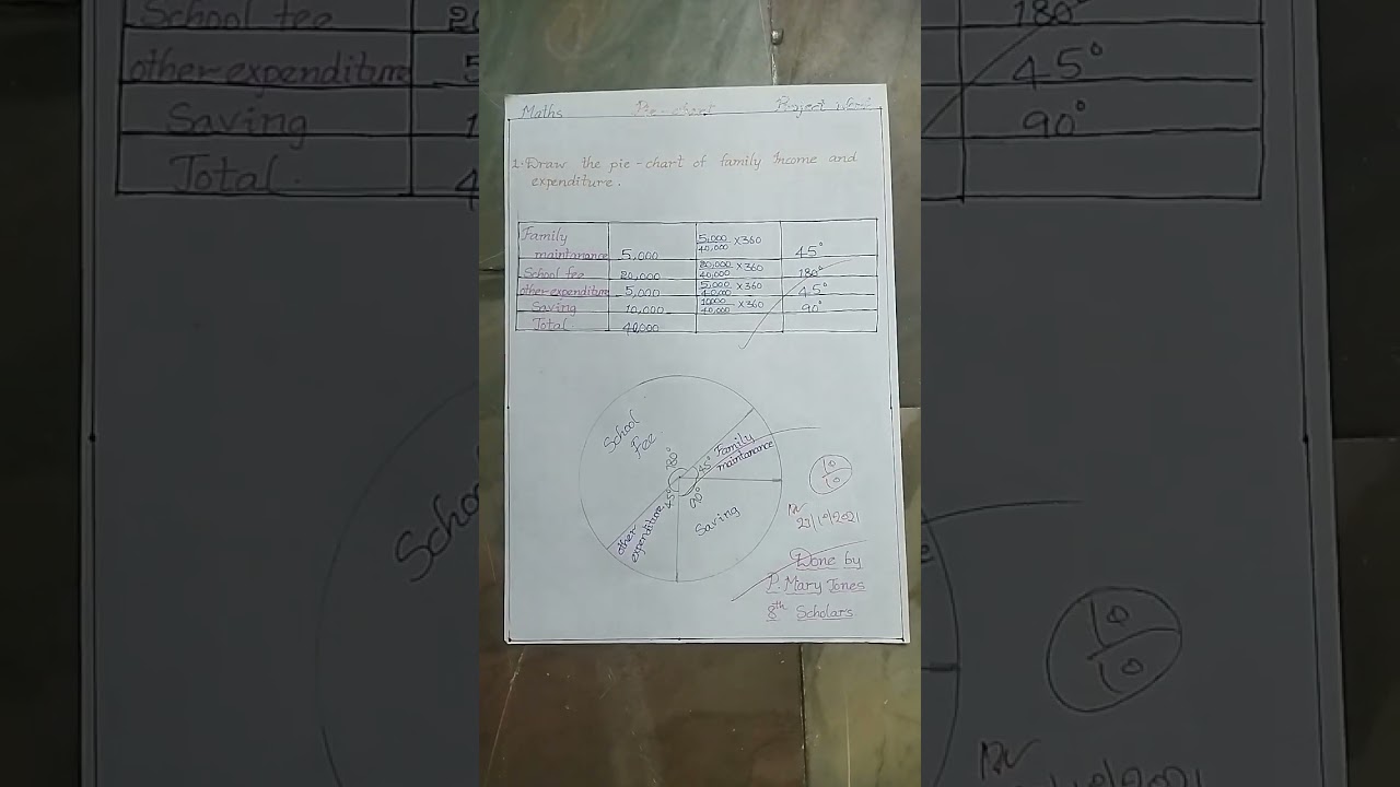 Pie chart of family income and expenditure
