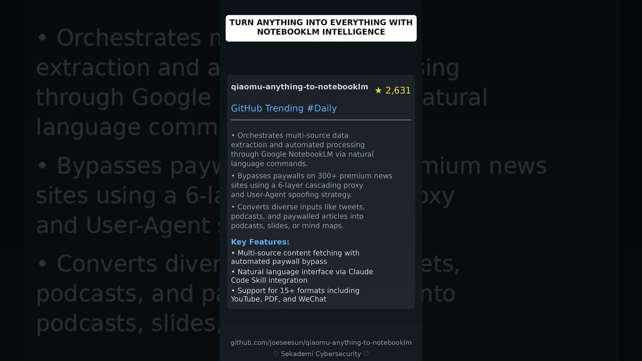 GitHub Trending Repositories: joeseesun/qiaomu-anything-to-notebooklm 🇬🇧