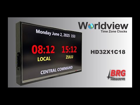 HD32X1C18 Worldview Time Zone Clock by BRG Precision Products
