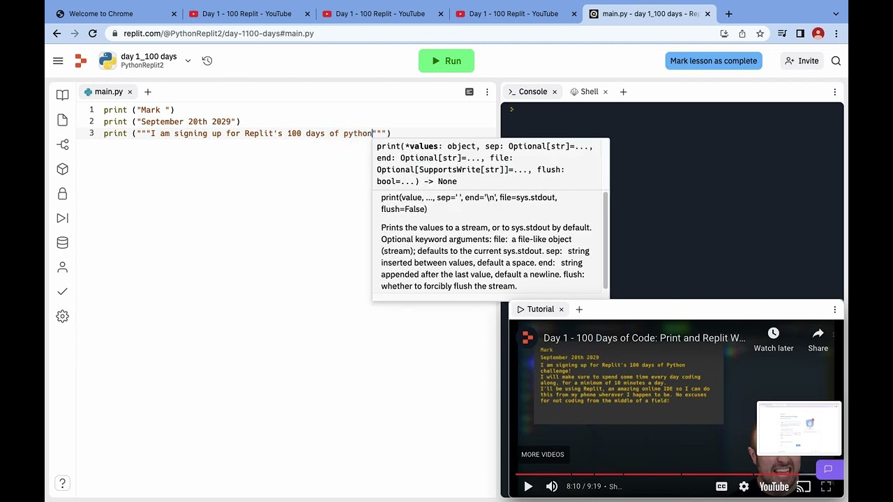 Day 1 Of The Python Challenge #100daysofcode