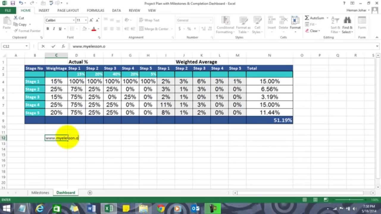 Create Project Plan In Excel Learn Excel Course Ms Word Course And Ms Excel Course Myelesson