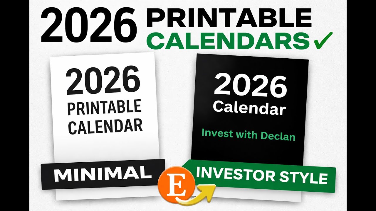 2026 Printable Calendars | Minimal & Invest with Declan Designs | Digital Download