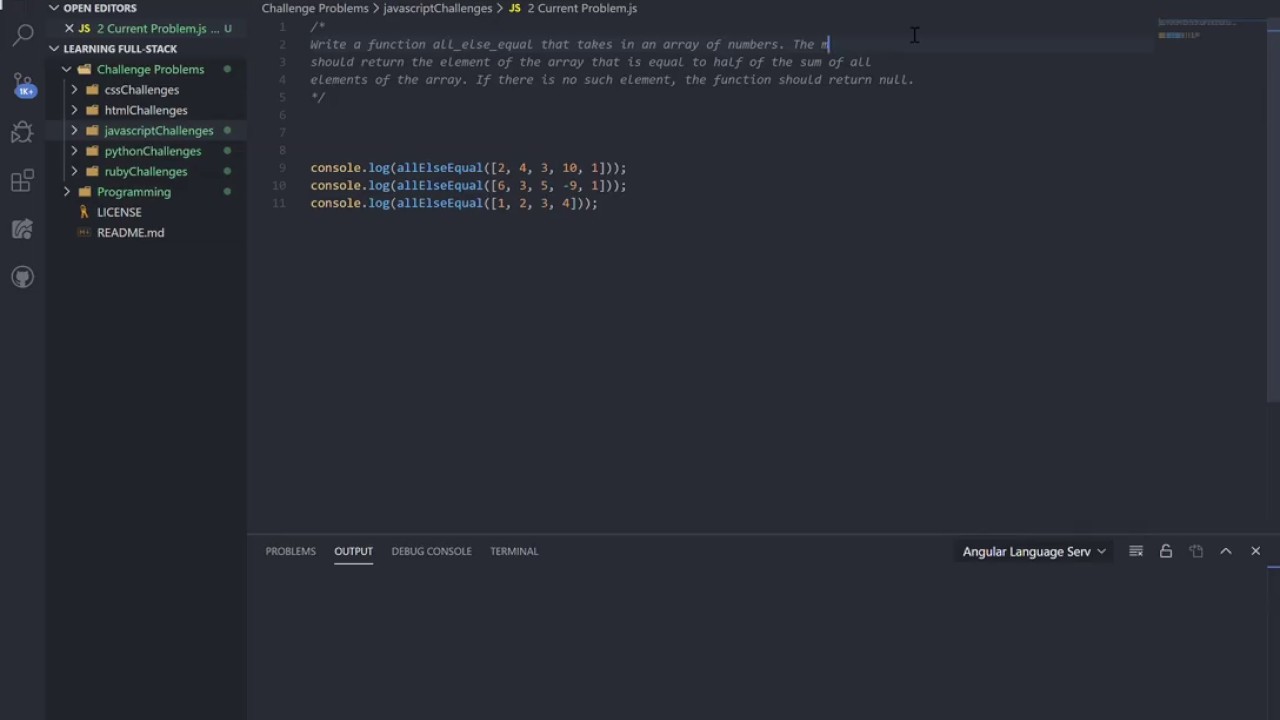 JavaScript Coding Challenge/Interview Question: All Else Equal