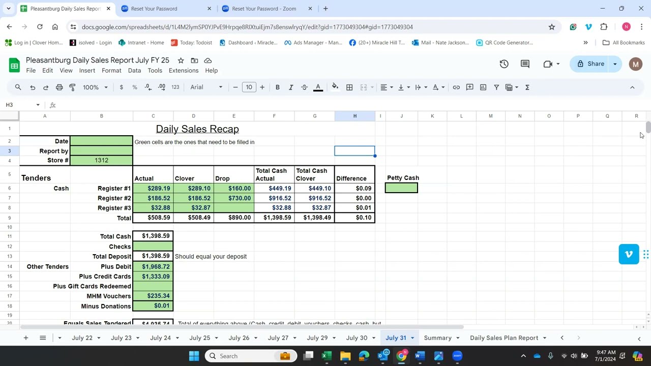 How to fill out the new daily sales report in Google Sheets