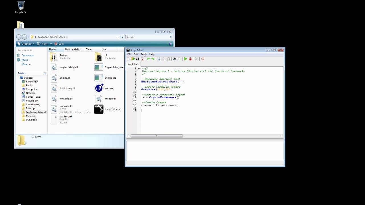 Leadwerks 2 Tutorial Series Part 1 - First LUA Script
