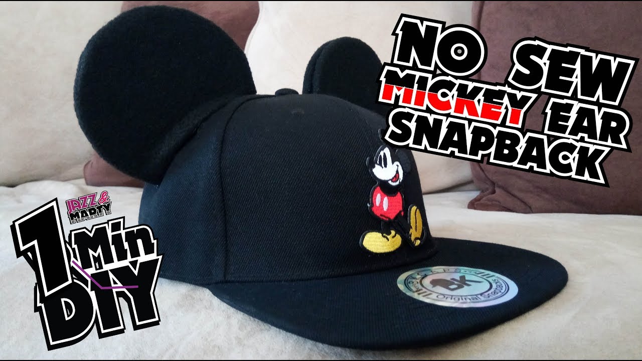 No Sew Mickey Ear Snapback Hat! 7 Min Diy