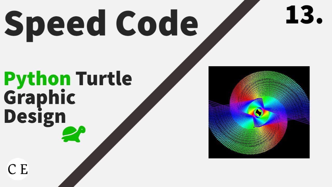 13. Python Turtle Graphic Design - Speed Code || Rainbow Colour Design