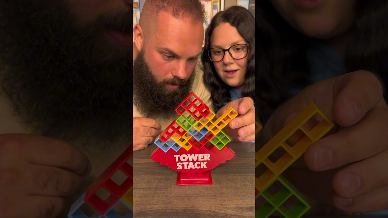 This Game Is Way Harder Than It Looks! Come Play Tower Stack With Us! #boardgames #couple #fun