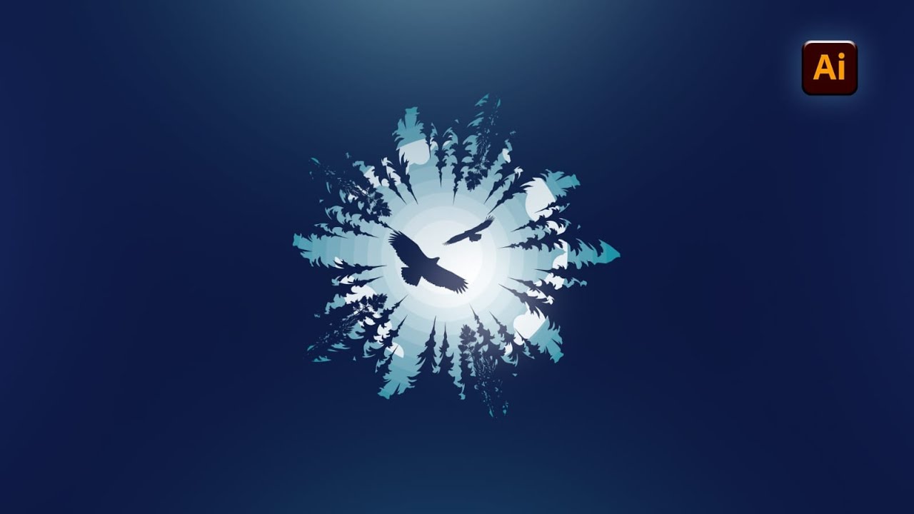 Illustrator CC Tutorial | Adobe Illustrator | Eagle Vector Landscape Design @NSVDesigner