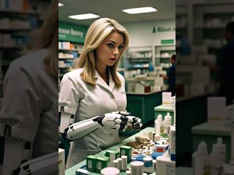 Robot Helps with Pills at the Pharmacy! #ai #aiart #nextgenai #automation #midjourney #robotics #ias