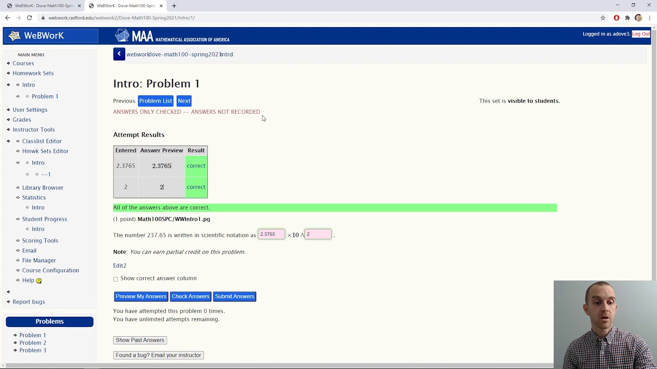 Math 100 WebWork Introduction