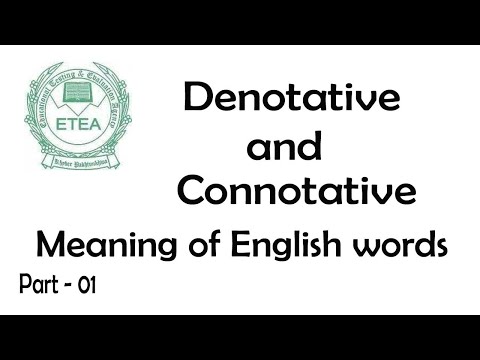 Denotative and Connotative meaning of English words part - 01