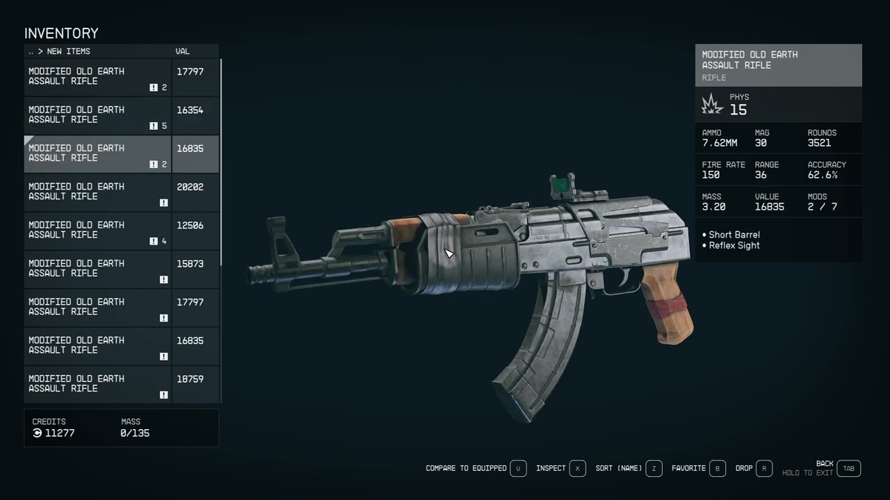Starfield Old Earth Assult Rifle Weapon Console Command Code