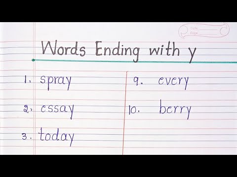 Words Ending with letter y