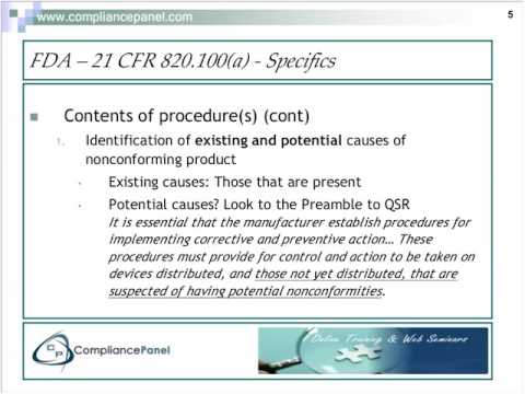 A CAPA Primer : Elements of a CAPA Program and Uses of CAPA Data