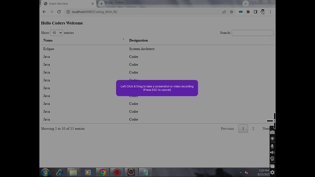 Simple Datatable in html Table