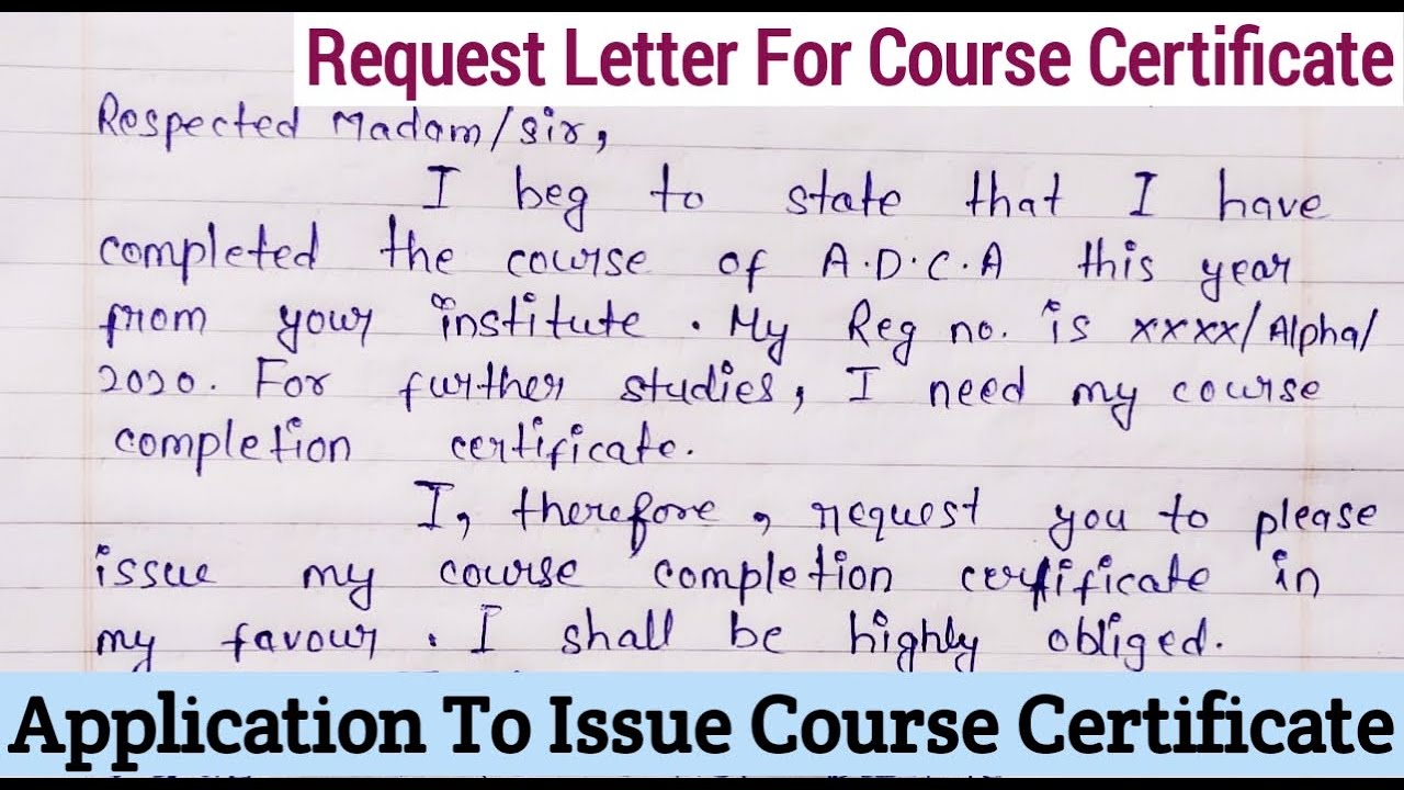 Application For Issue Course Certificate | Letter For Issuance Of Course Completion Certificate