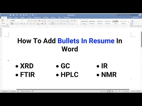 How To Add Bullets In Resume In Word