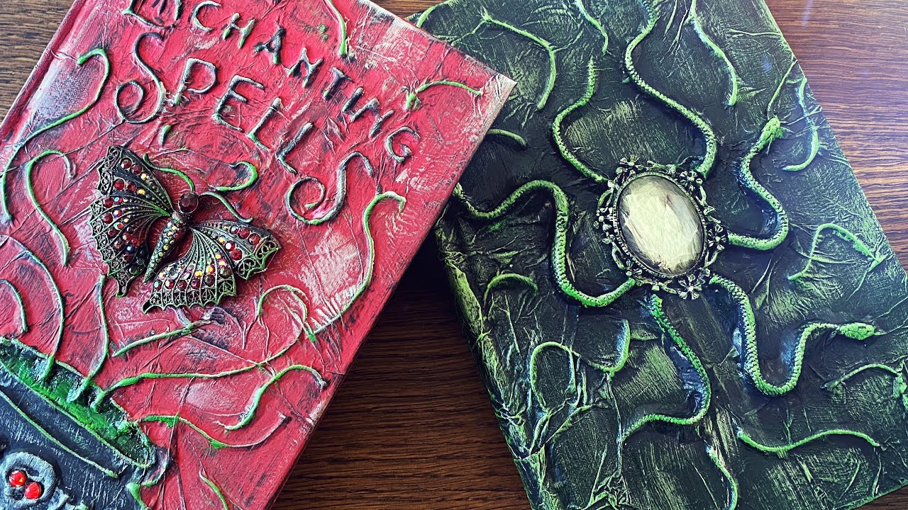 How To Make A Spell Book - Witch Halloween Decor - Easy DIY Mod Podge & Tissue Paper Spell Book Prop