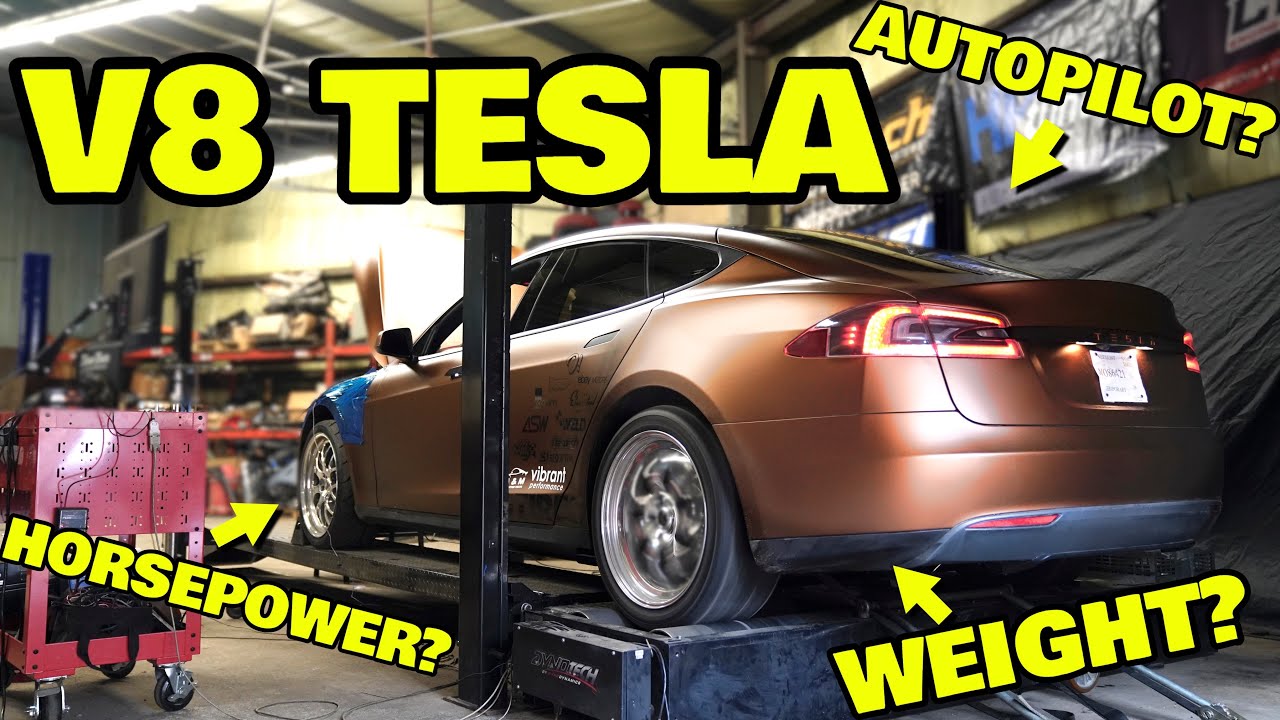 V8-Powered Tesla Takes Gas on the Side of the Road on Its Way to First ...