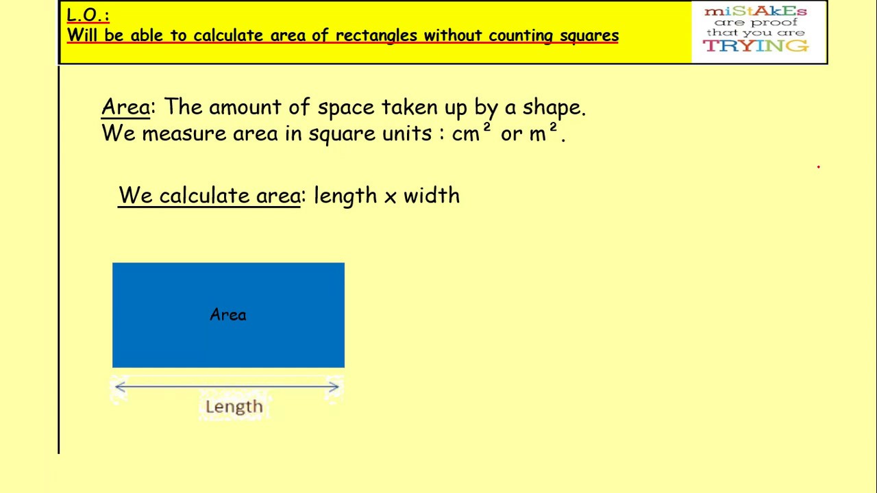 Calculate area of rectangles without counting squares