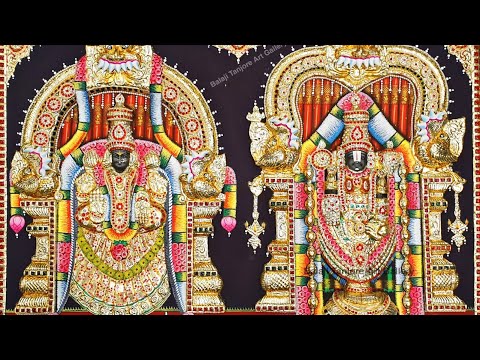 Balaji Padmavathi 3D embossed Tanjore Painting | Balaji Tanjore Art Gallery |whatsapp:6383884488