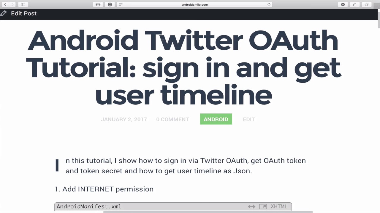 Android Twitter OAuth Tutorial: sign in and get user timeline (part 1)