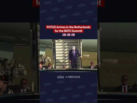 President Trump arrives in the Netherlands, for the NATO summit β sporting his white "USA" cap πΊπΈ