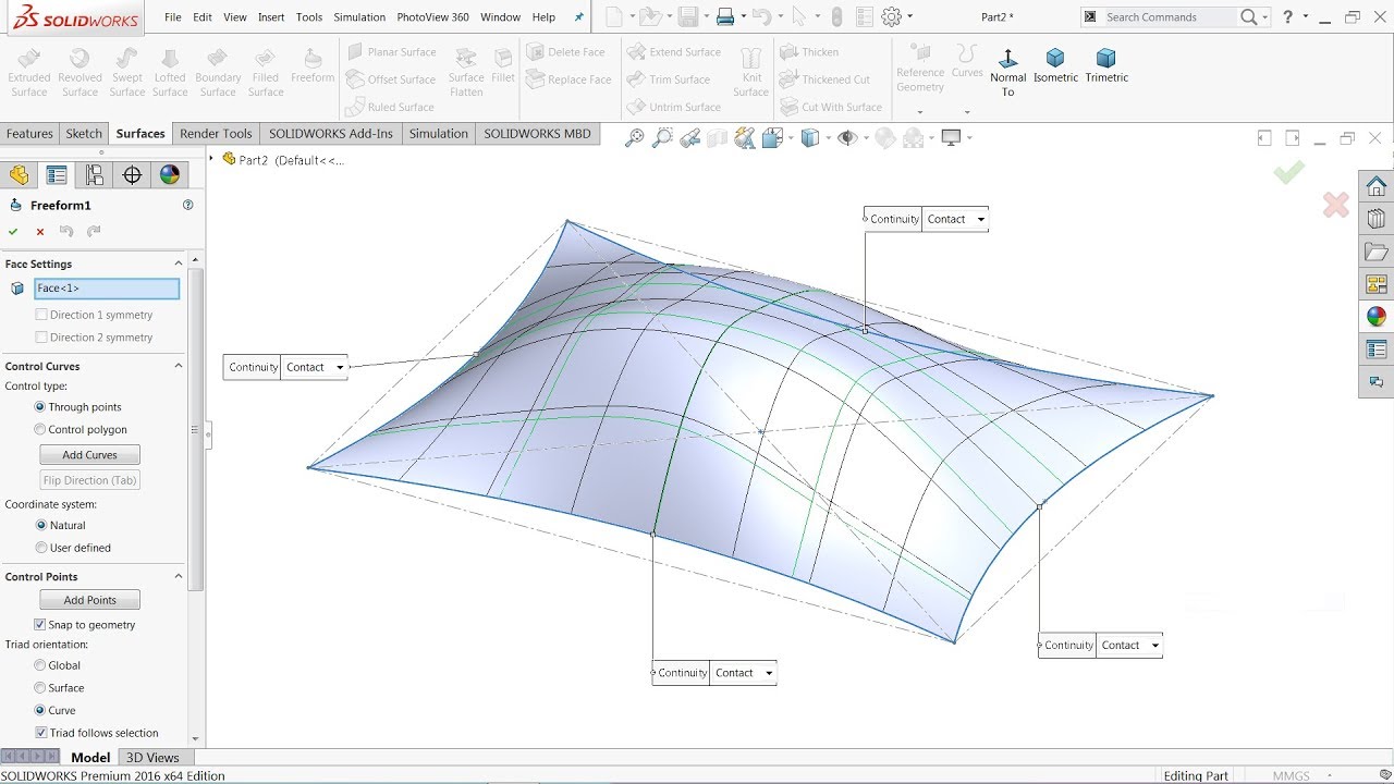 SolidWorks Surface Tutorial Freeform tool