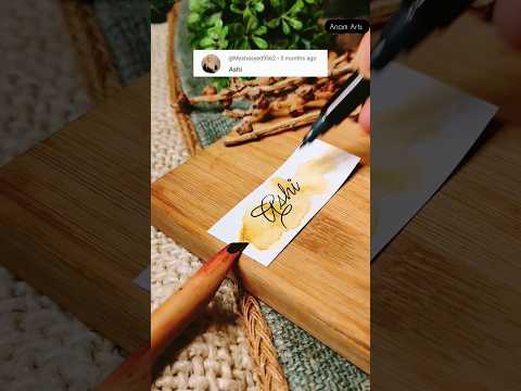 ASHI Name tag Lettering #watercolor #yt #calligraphy #howto #miniso #domsbrushpen #ytshorts #ashi