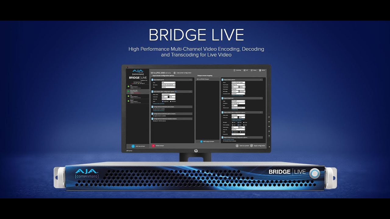 AJA BRIDGE LIVE High-Performance Multi-Channel Video Encoding, Decoding & Transcoding for Live Video