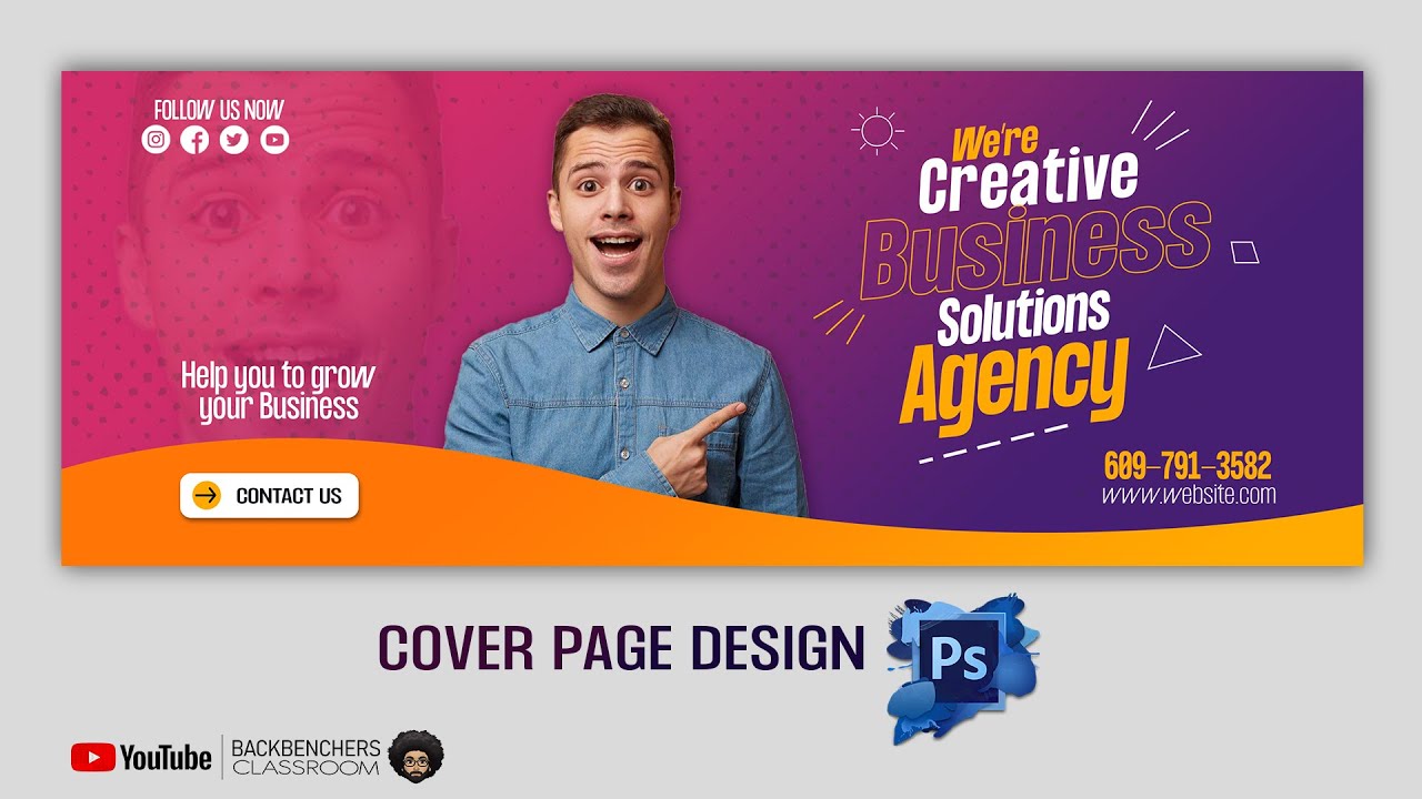Design Awesome Business Cover for YouTube Facebook 2022 | Social Media Cover Template in Photoshop